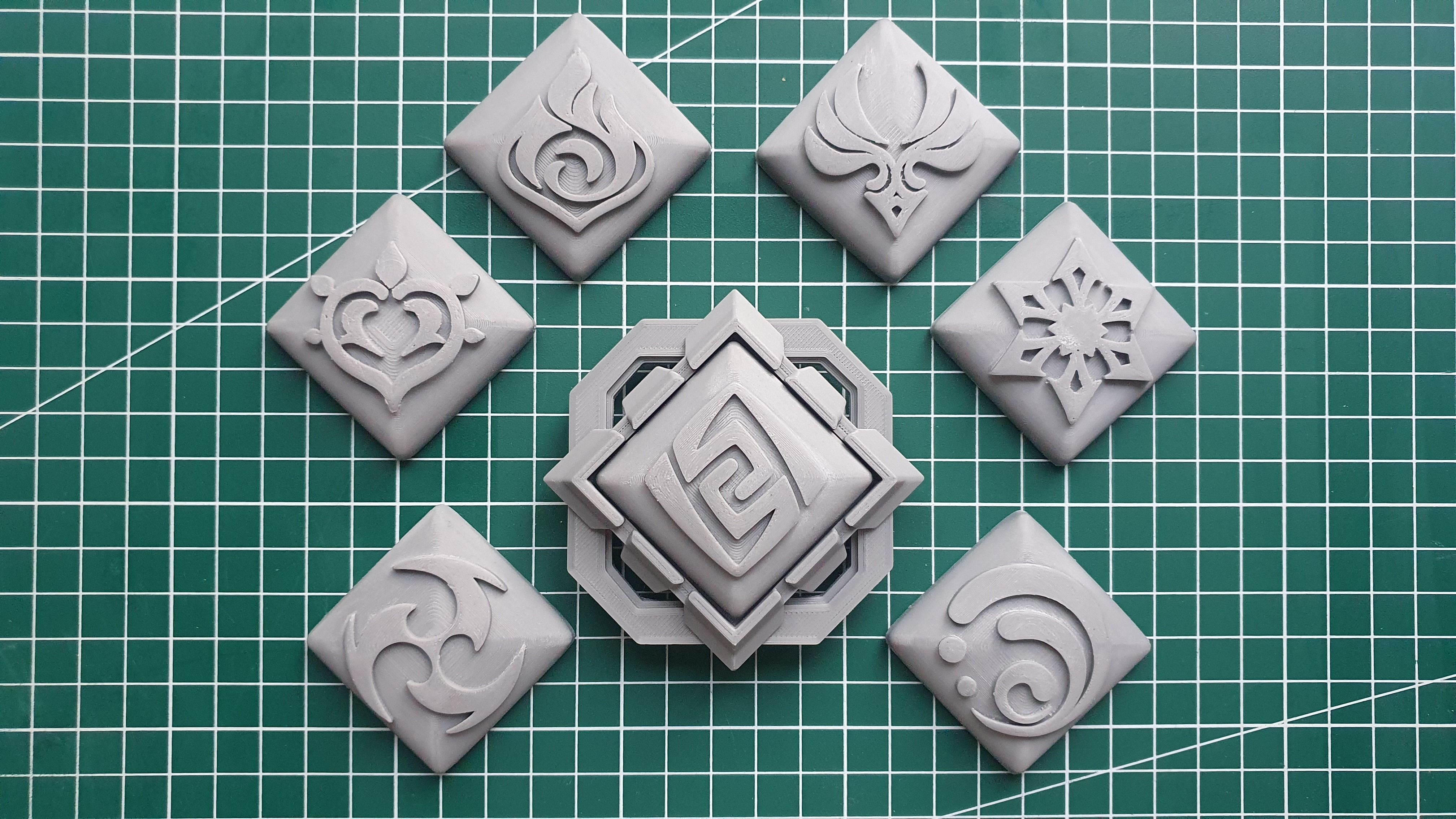 Liyue Vision Set - Genshin Impact - Vision Frame and 7 Stone 3D model ...