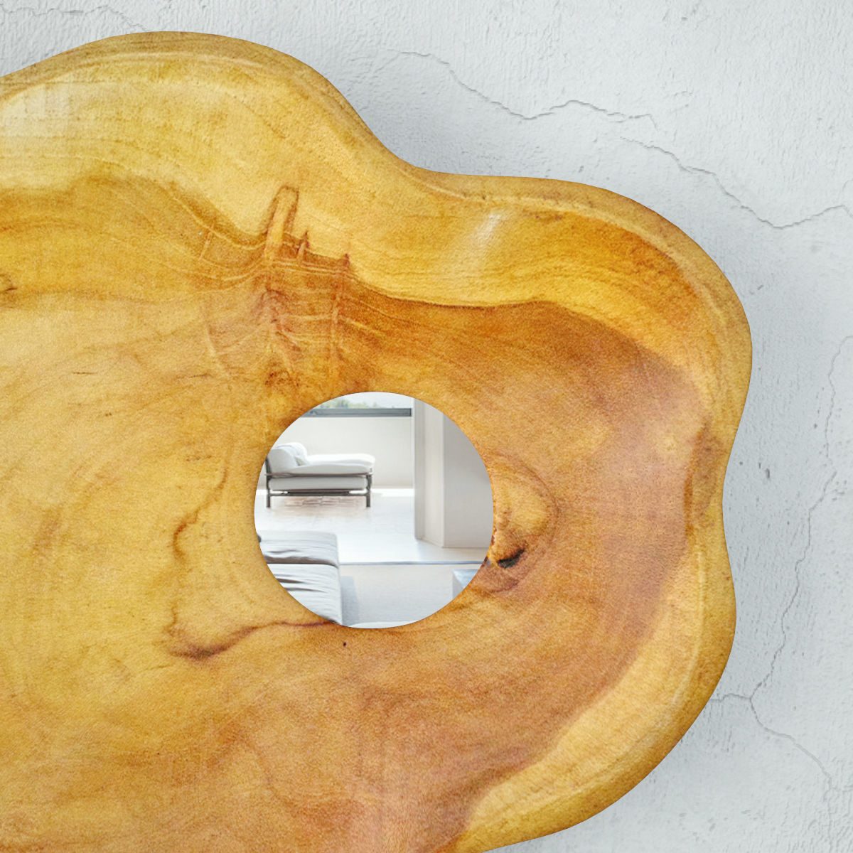 Teak Wood Wave Plate Mirror 3D model | CGTrader