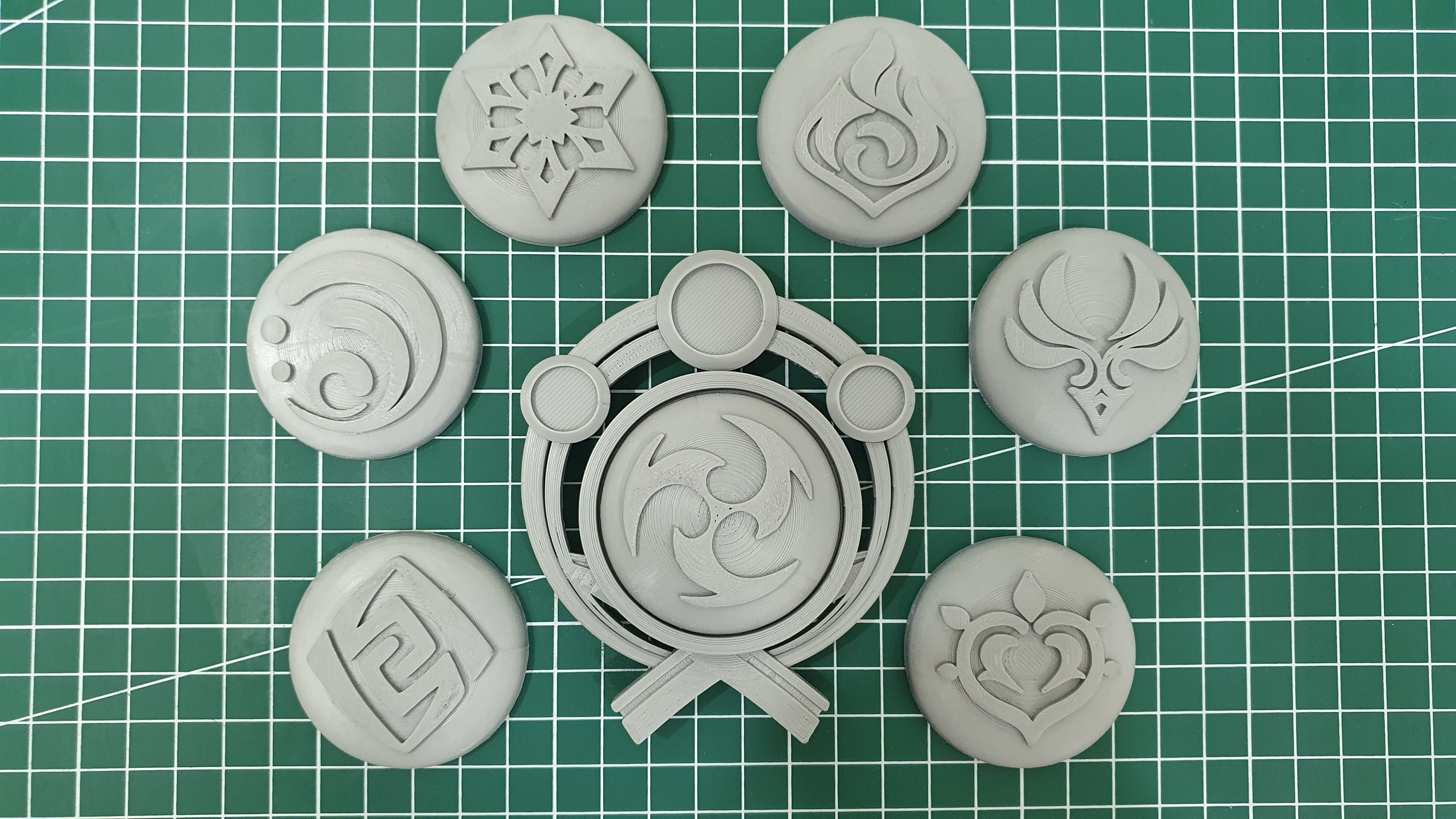 Inazuma Vision Set - Genshin Impact - Vision Frame and 7 Stone 3D model ...