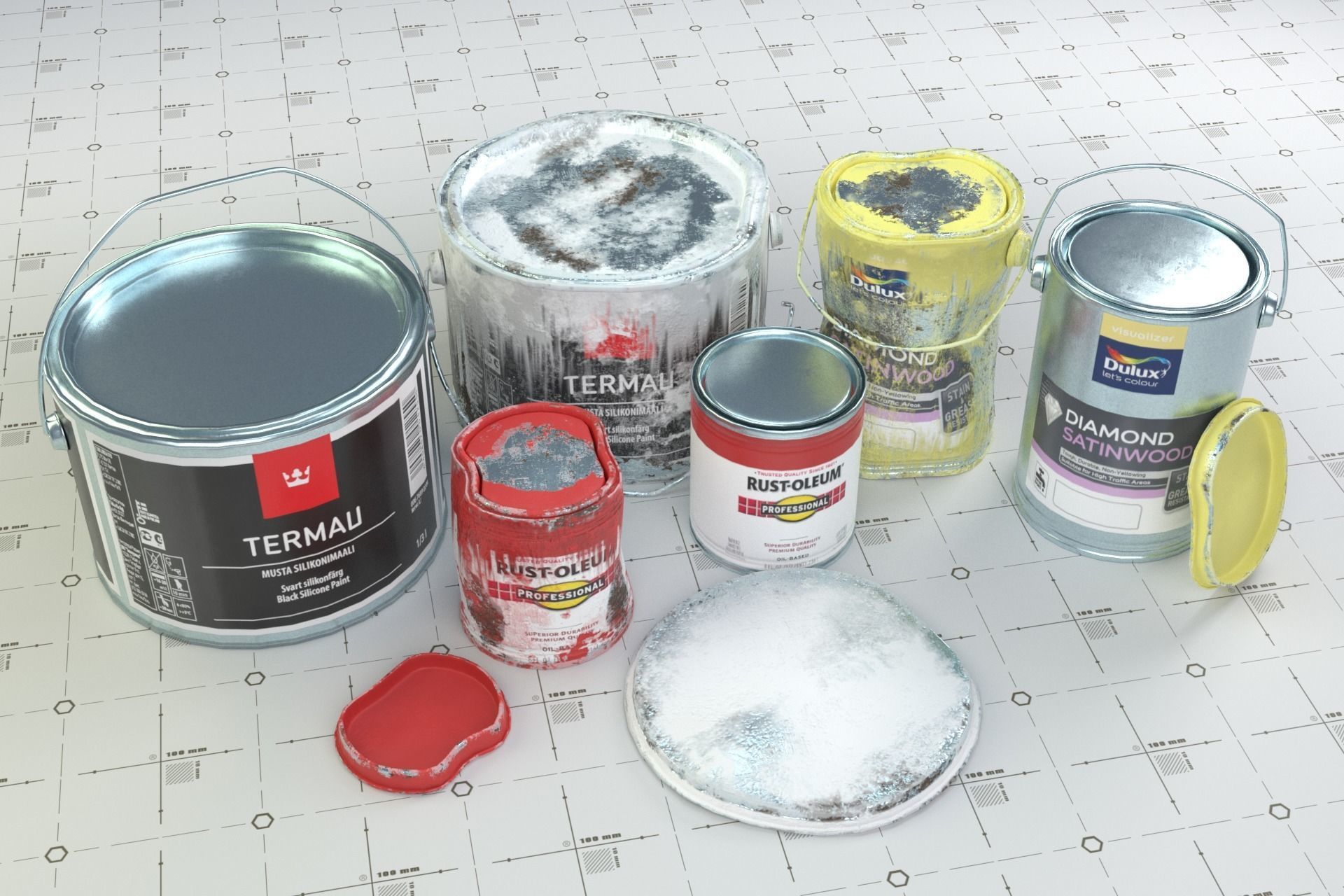 3D model Paint cans 6 Types 3D Asset VR / AR / low-poly | CGTrader