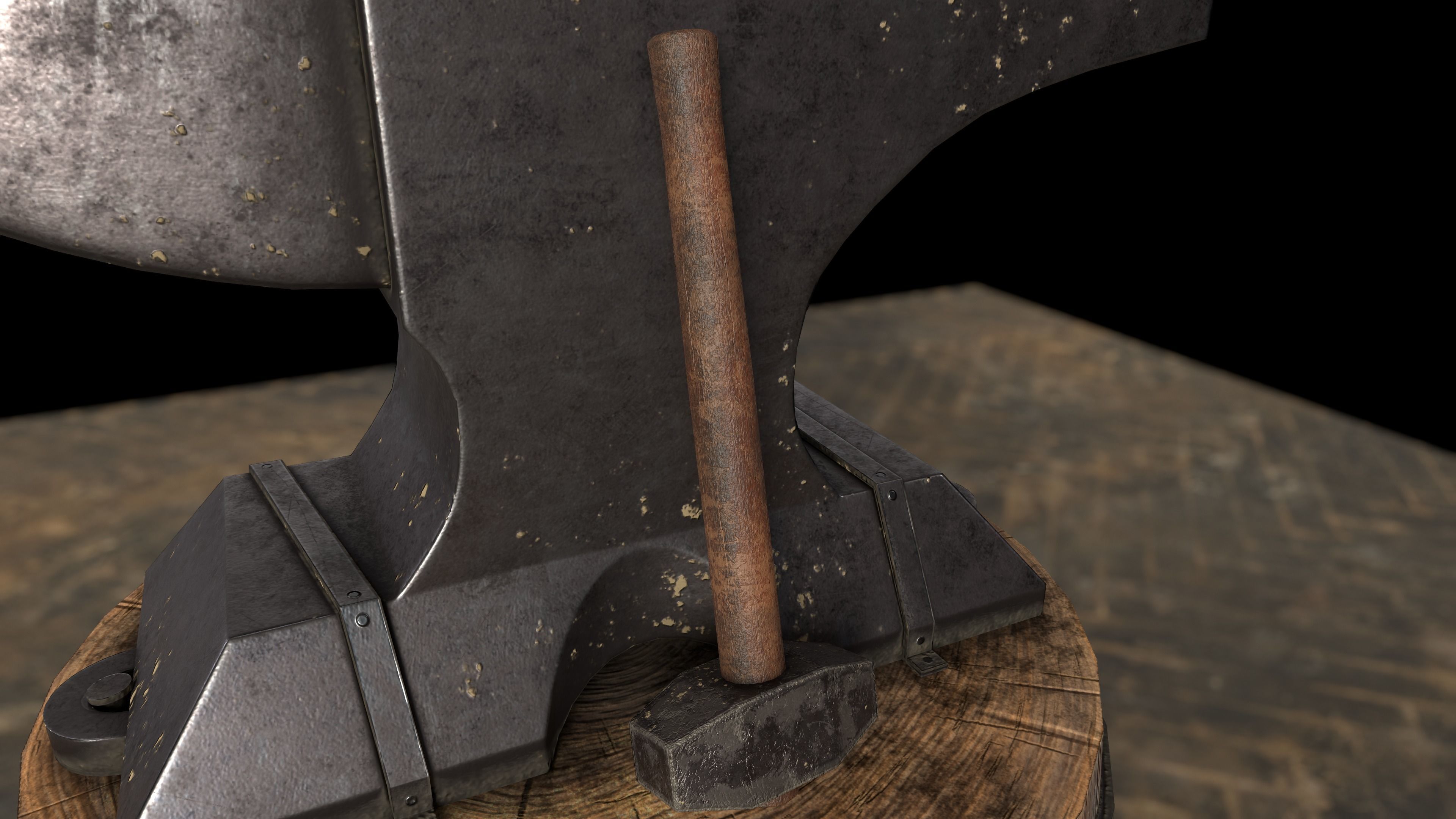 3D model Medieval Anvil and Hammer VR / AR / low-poly | CGTrader
