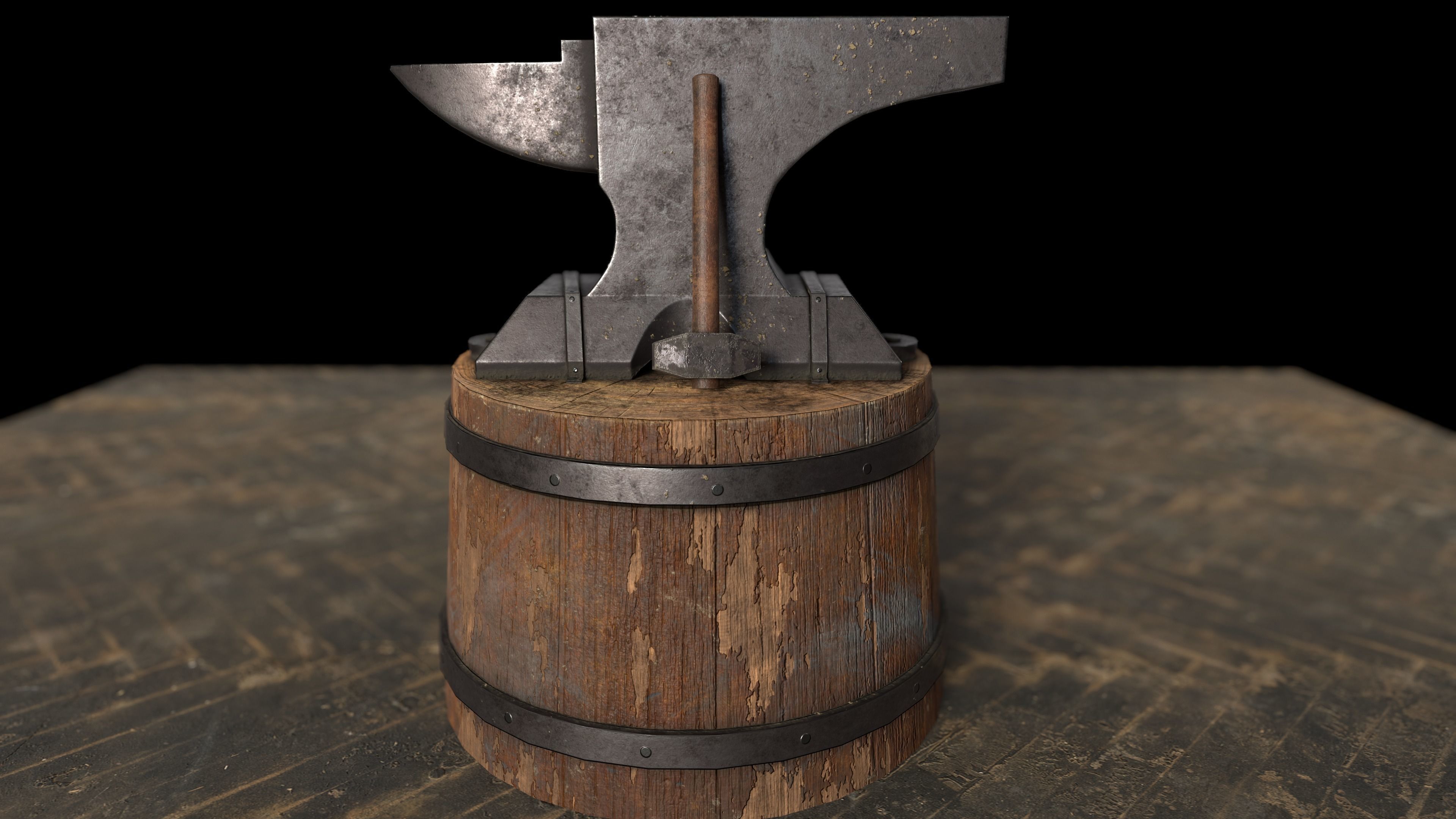 3D model Medieval Anvil and Hammer VR / AR / low-poly | CGTrader