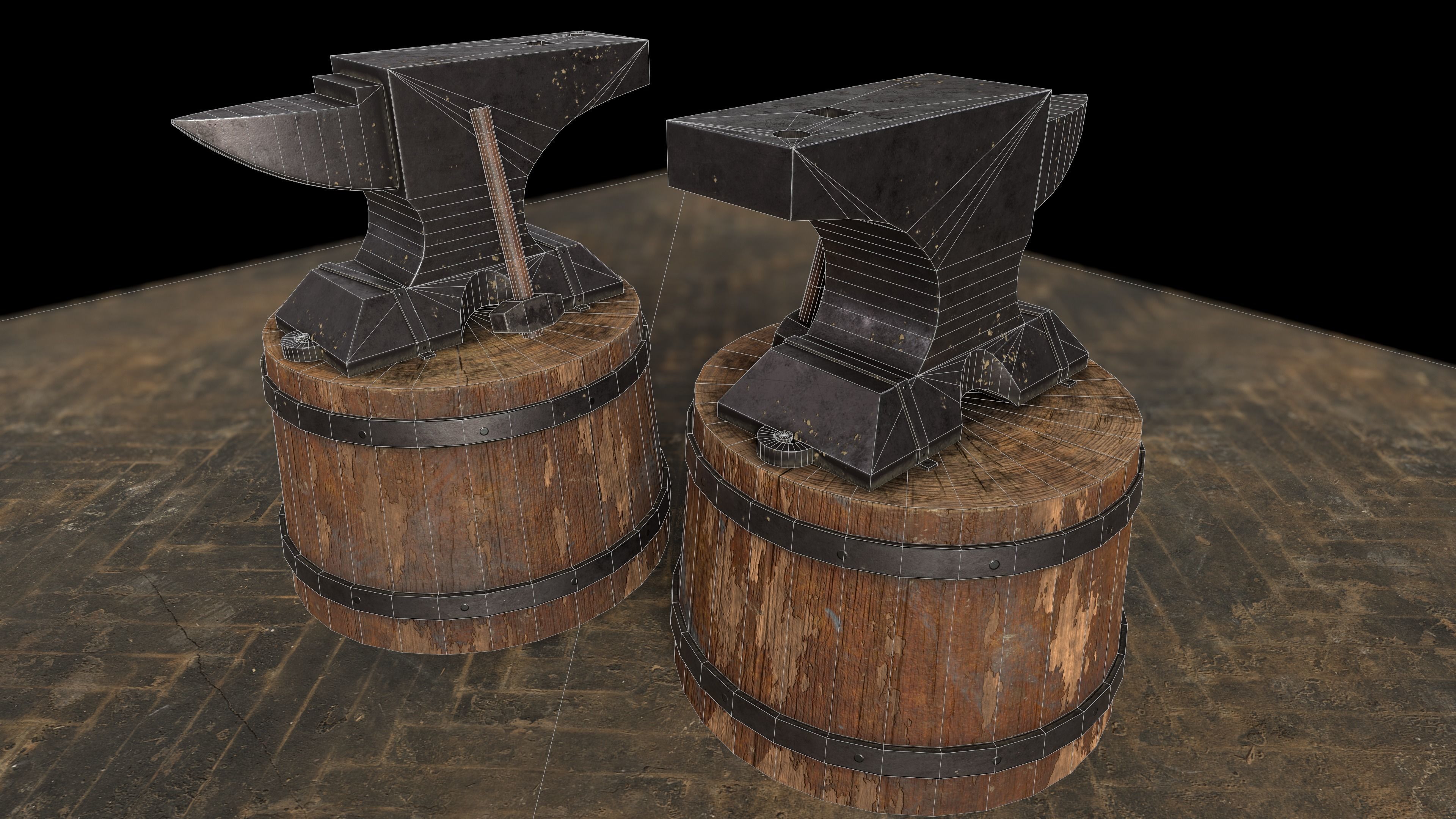 3D model Medieval Anvil and Hammer VR / AR / low-poly | CGTrader