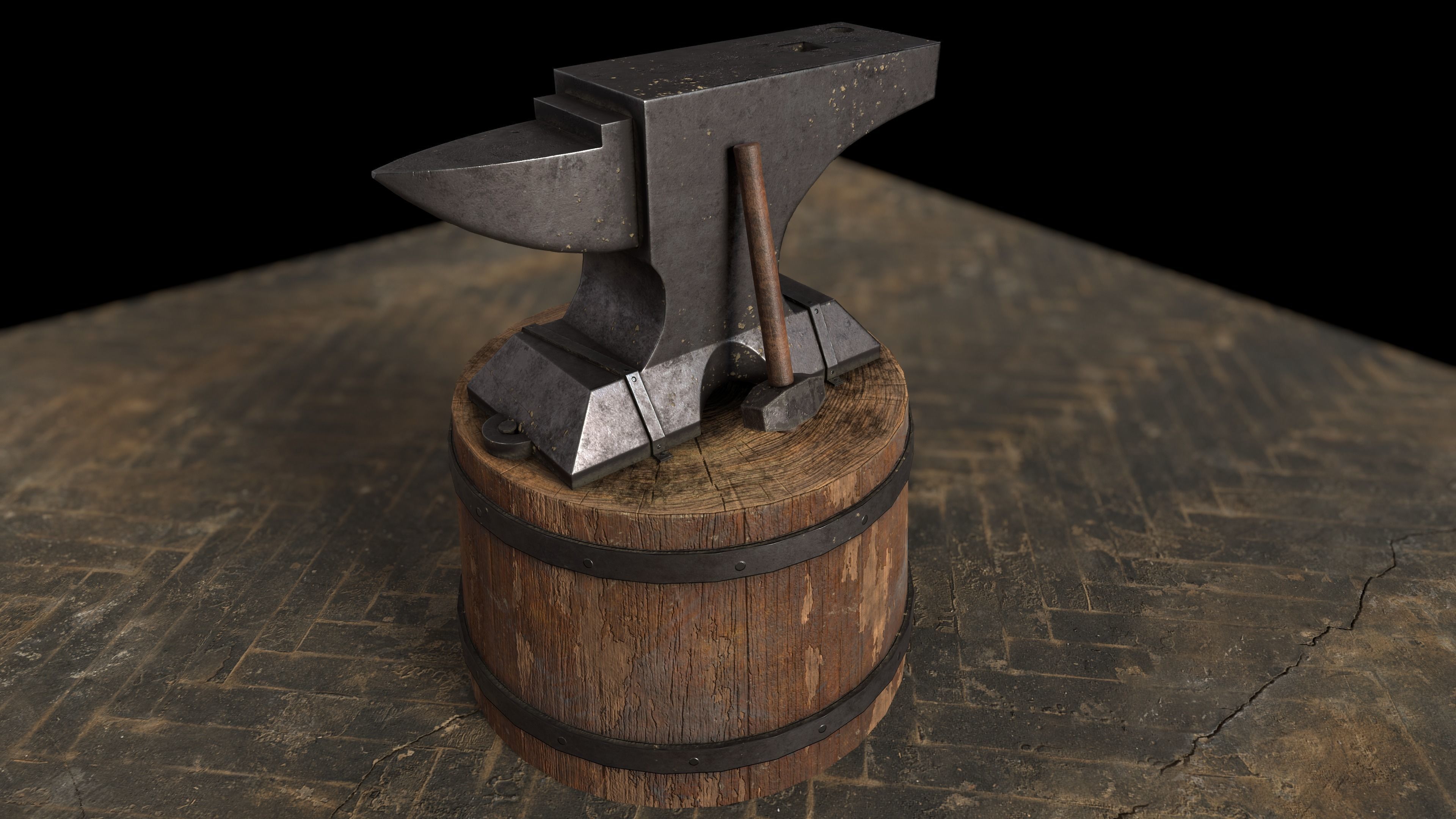 3D model Medieval Anvil and Hammer VR / AR / low-poly | CGTrader