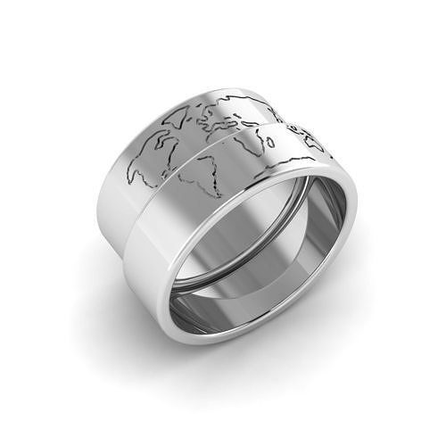 Wedding rings world map 3D model 3D printable | CGTrader