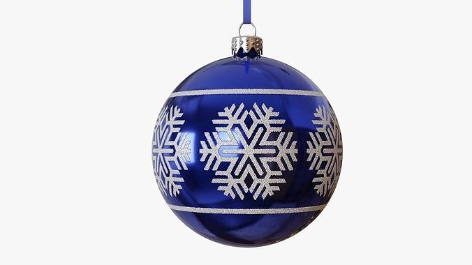 Christmas Ball Blue with Snowflakes free 3D model | CGTrader