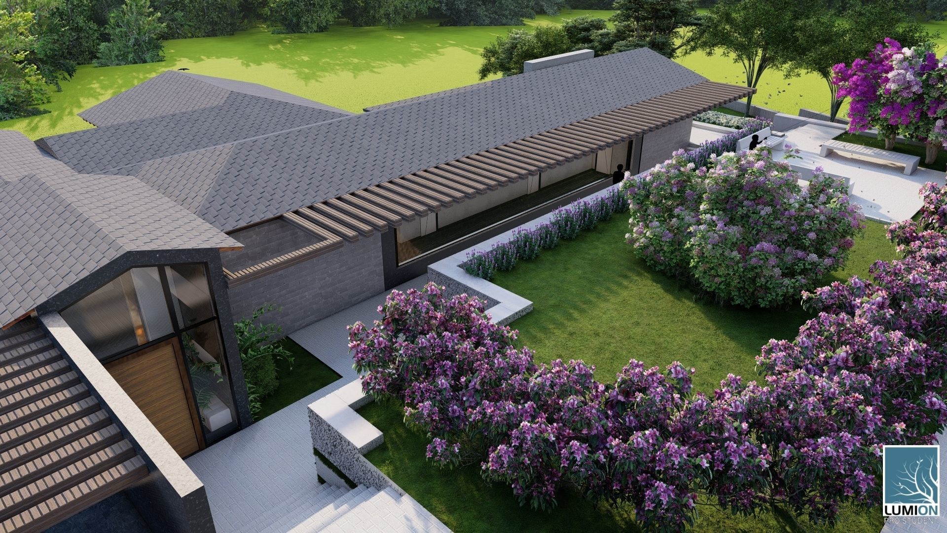 3D model ecological modern village house design VR / AR / low-poly ...