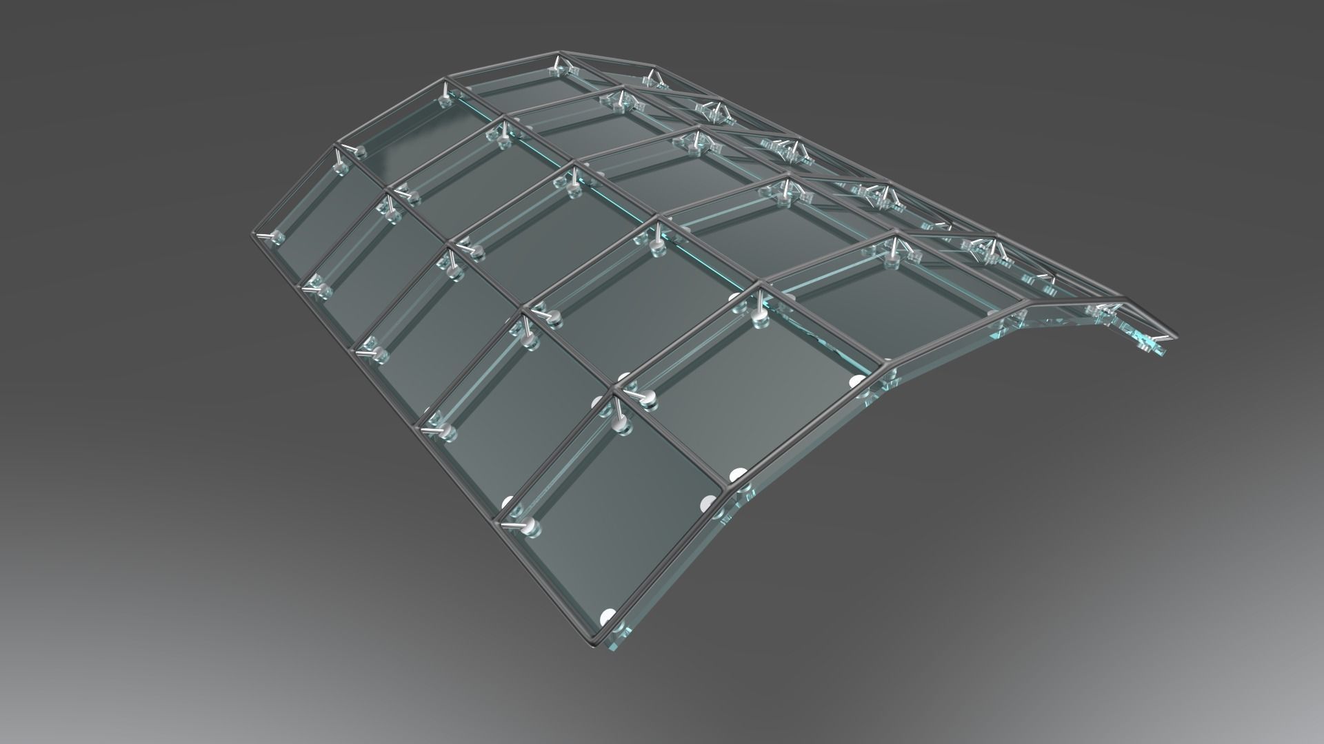 Arched structure wireframe connections glass panels 3D model V2 3D ...