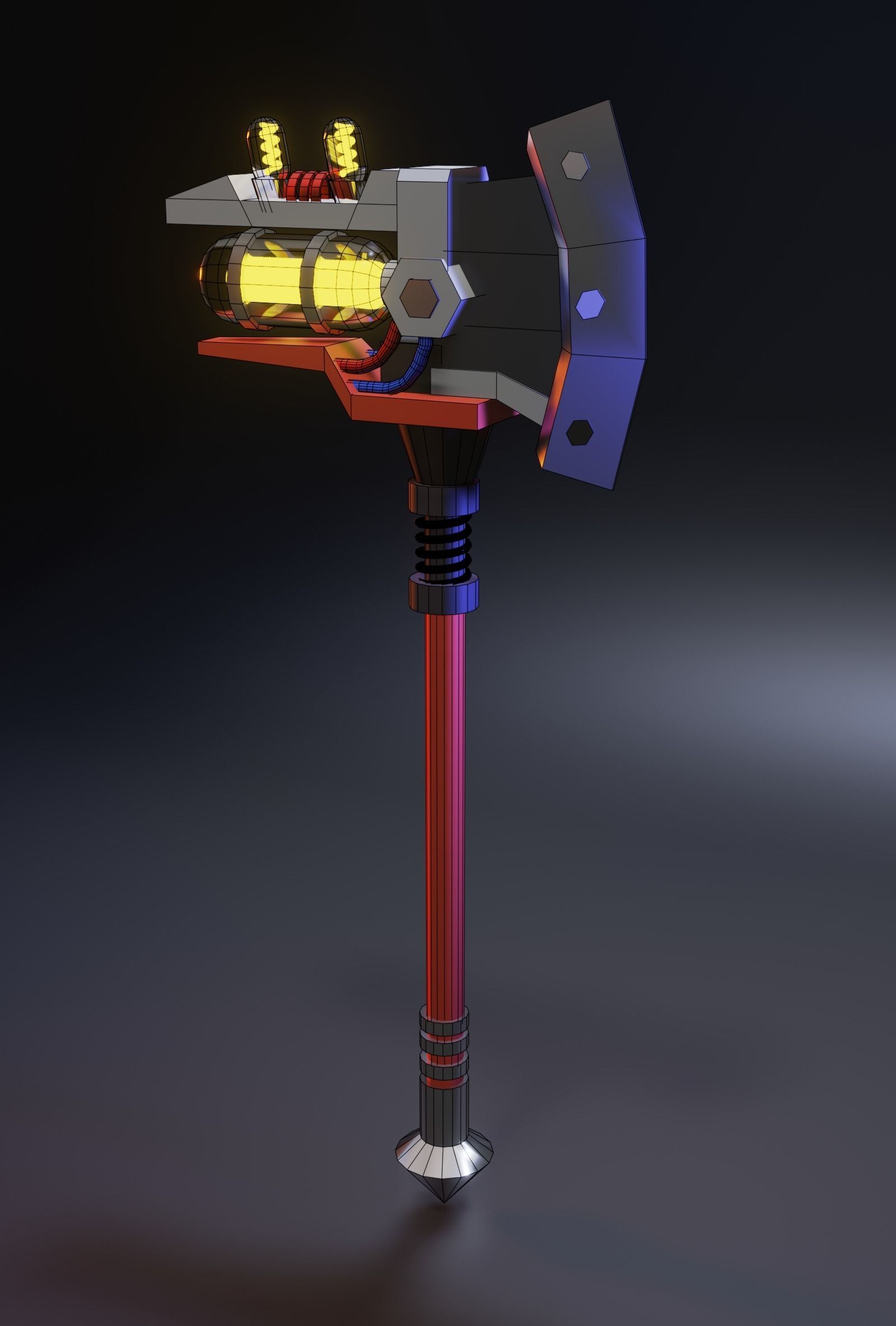 3D model battle axe with magnetic lamps VR / AR / low-poly | CGTrader