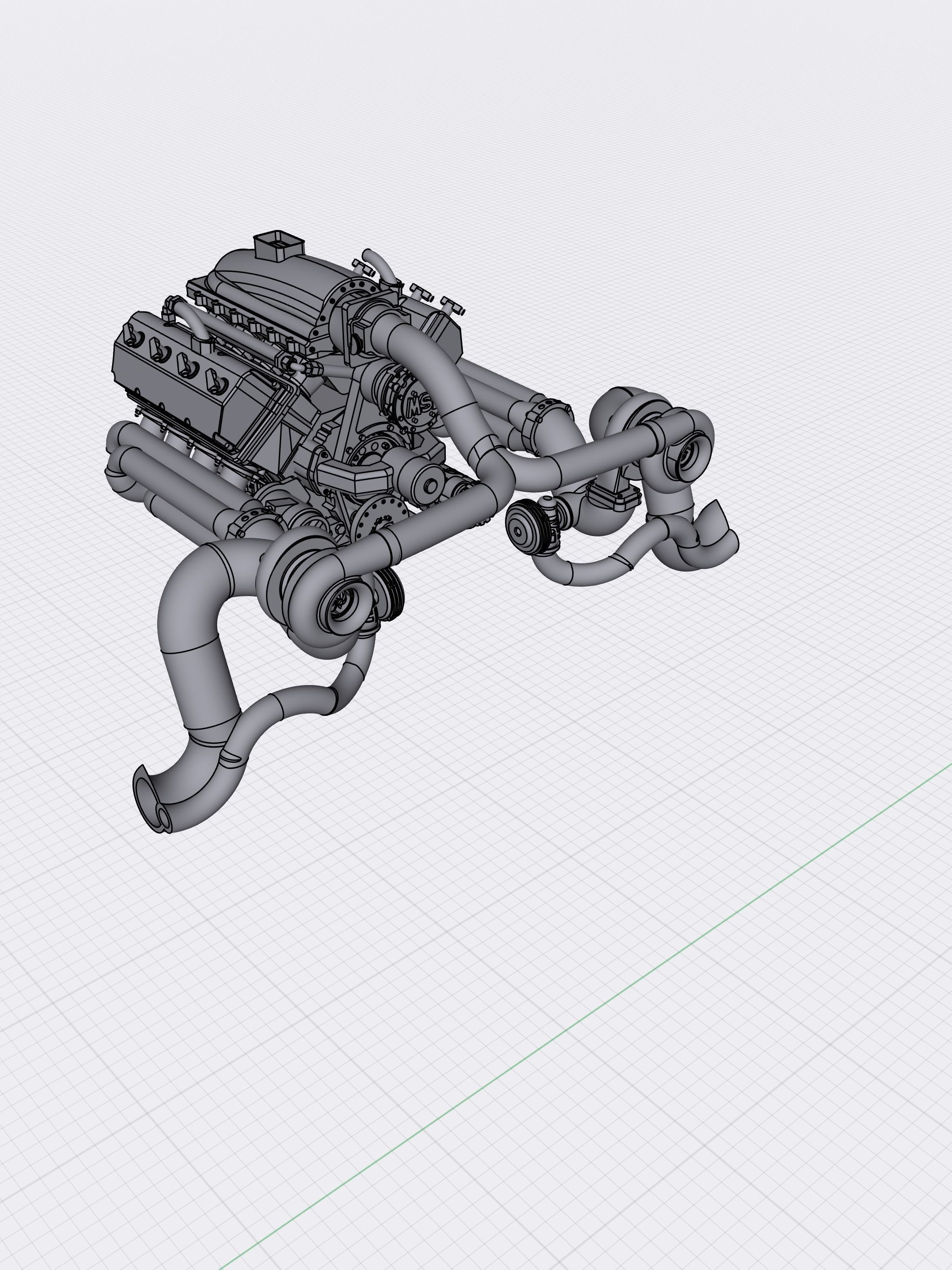 Twin Turbo Hemi Supercharged Complete High Detail 3D print model 3D ...