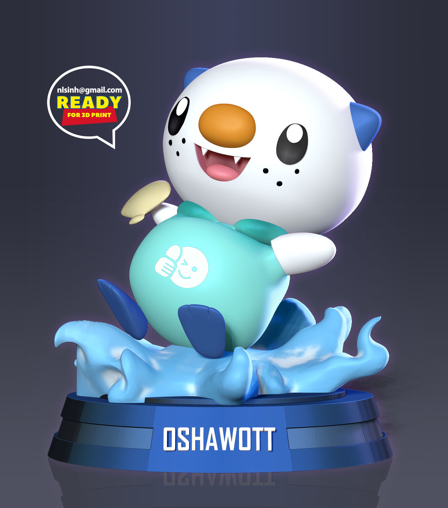 Oshawott - Pokemon Fanart 3D model 3D printable | CGTrader