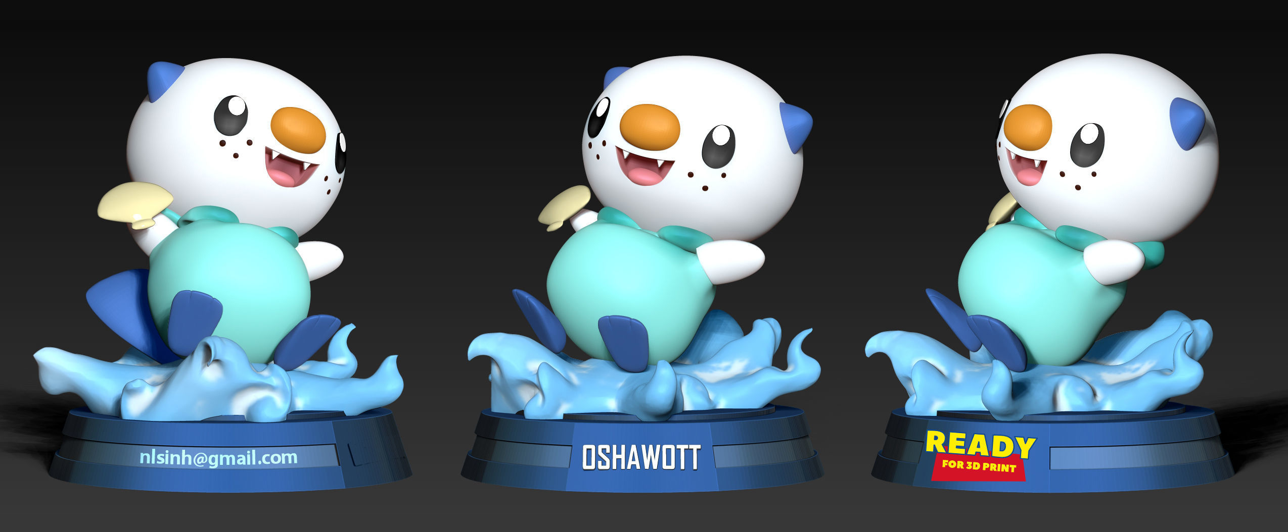 Oshawott - Pokemon Fanart 3D model 3D printable | CGTrader