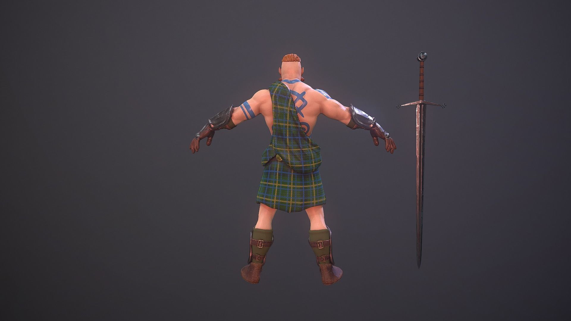 3D model Highlander Swordsman Warrior Game Ready Low-poly 3D model VR ...