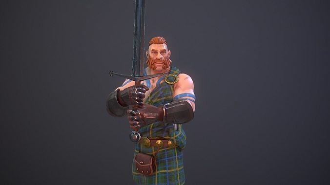 3D model Highlander Swordsman Warrior Game Ready Low-poly 3D model VR ...