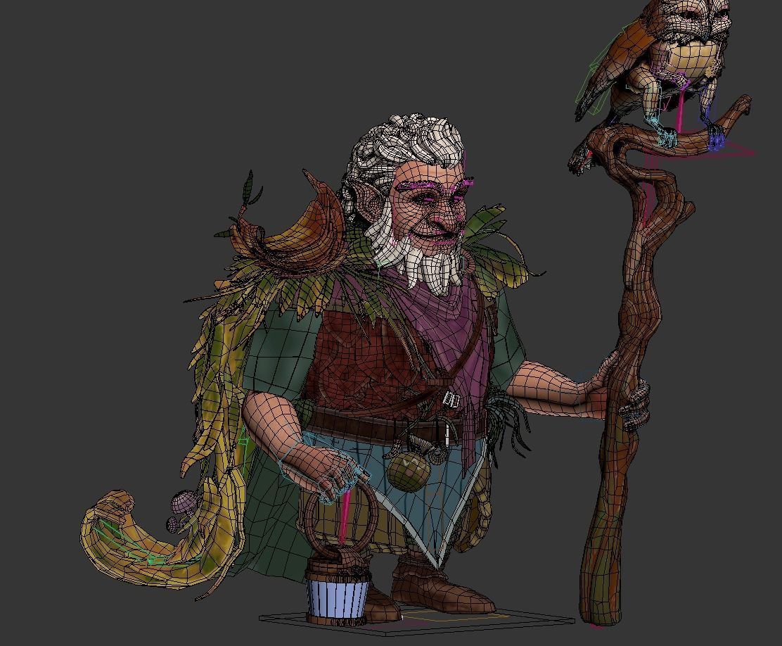 3D model Low poly character druid with creature VR / AR / low-poly ...