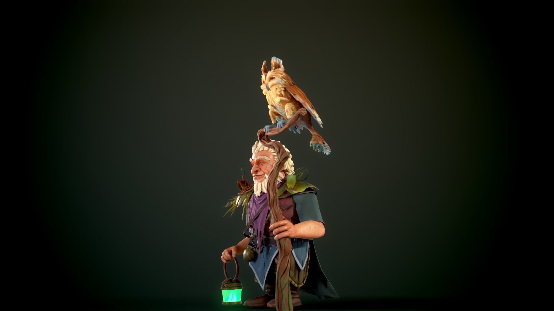 3D model Low poly character druid with creature VR / AR / low-poly ...