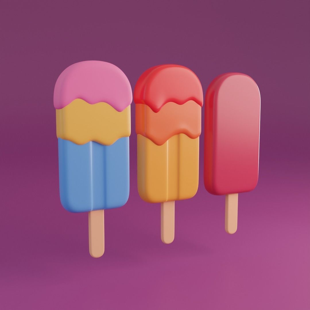 3D model Cartoon popsicle icecream VR / AR / low-poly | CGTrader