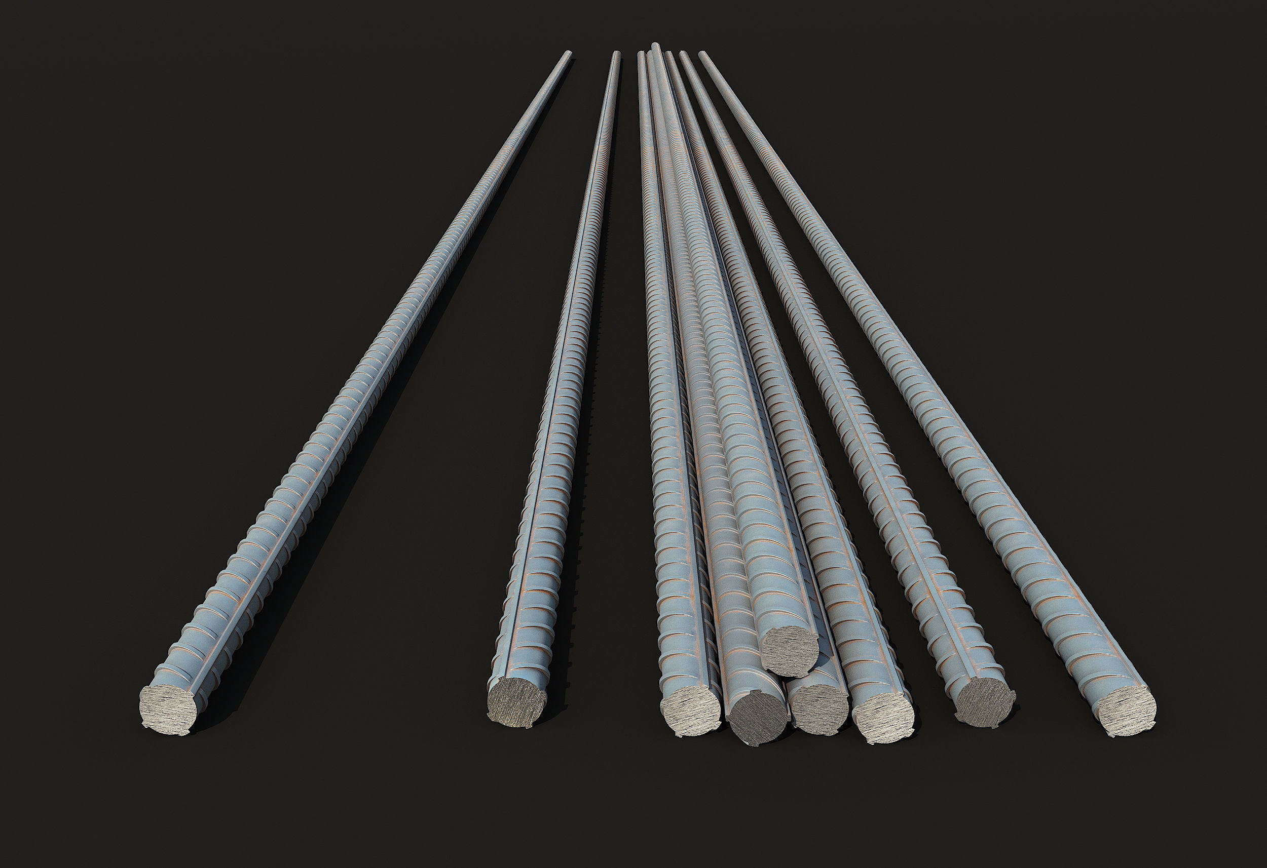 Corroded steel rebar Rusty reinforcement Building materials 3D model ...