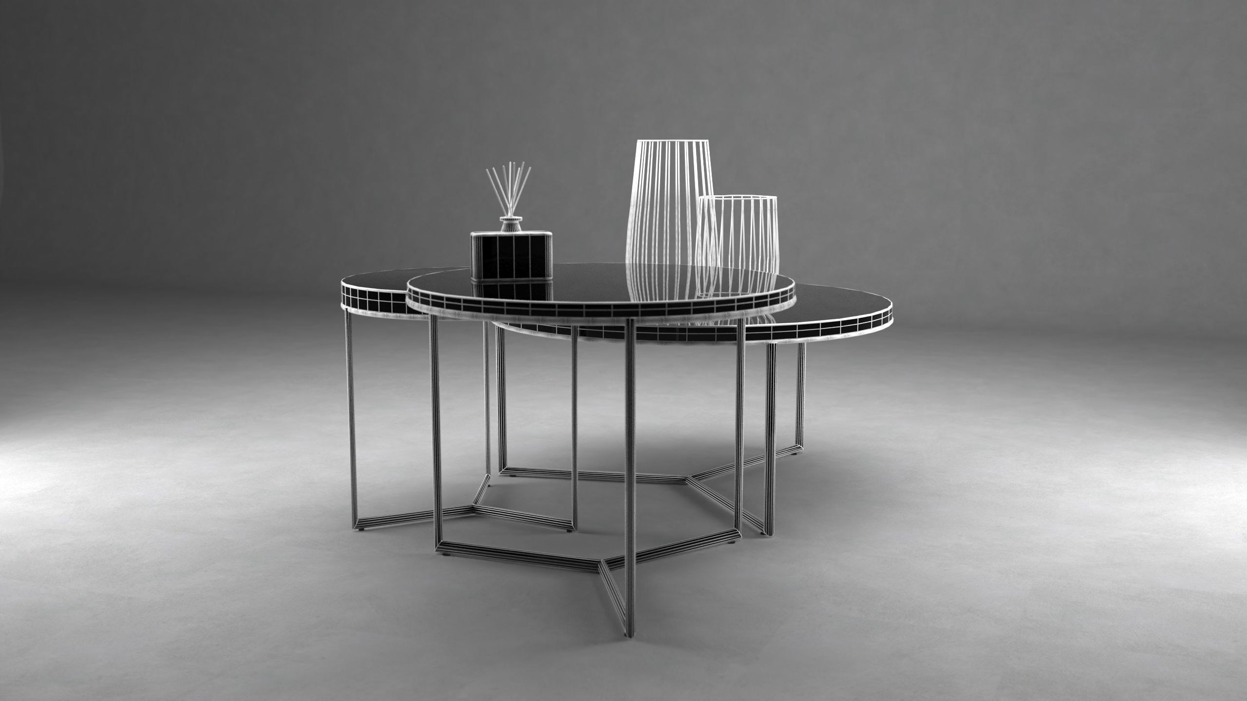 Salon table set free 3D model | CGTrader