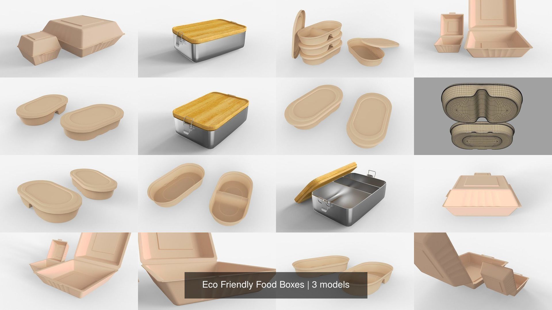 Eco Friendly Food Boxes 3D Model Collection | CGTrader