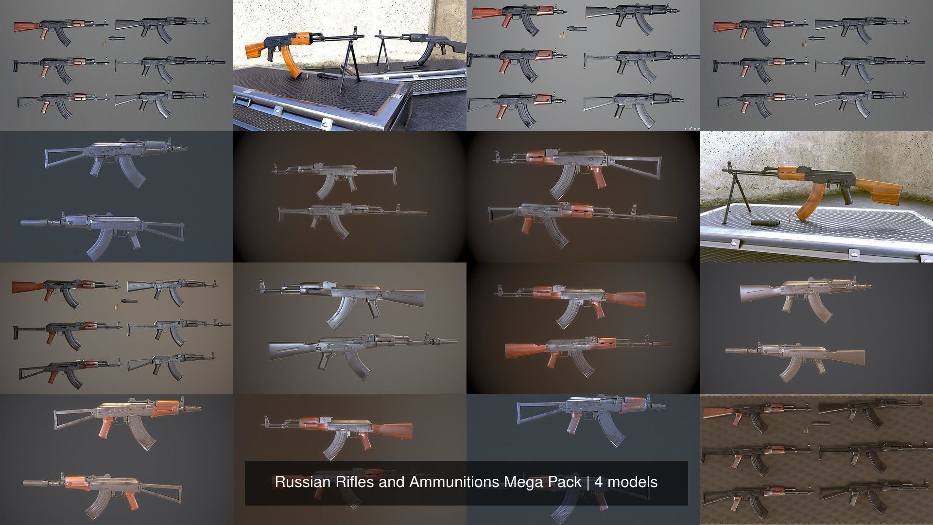 3D Model Collection Russian Rifles and Ammunitions Mega Pack VR / AR ...