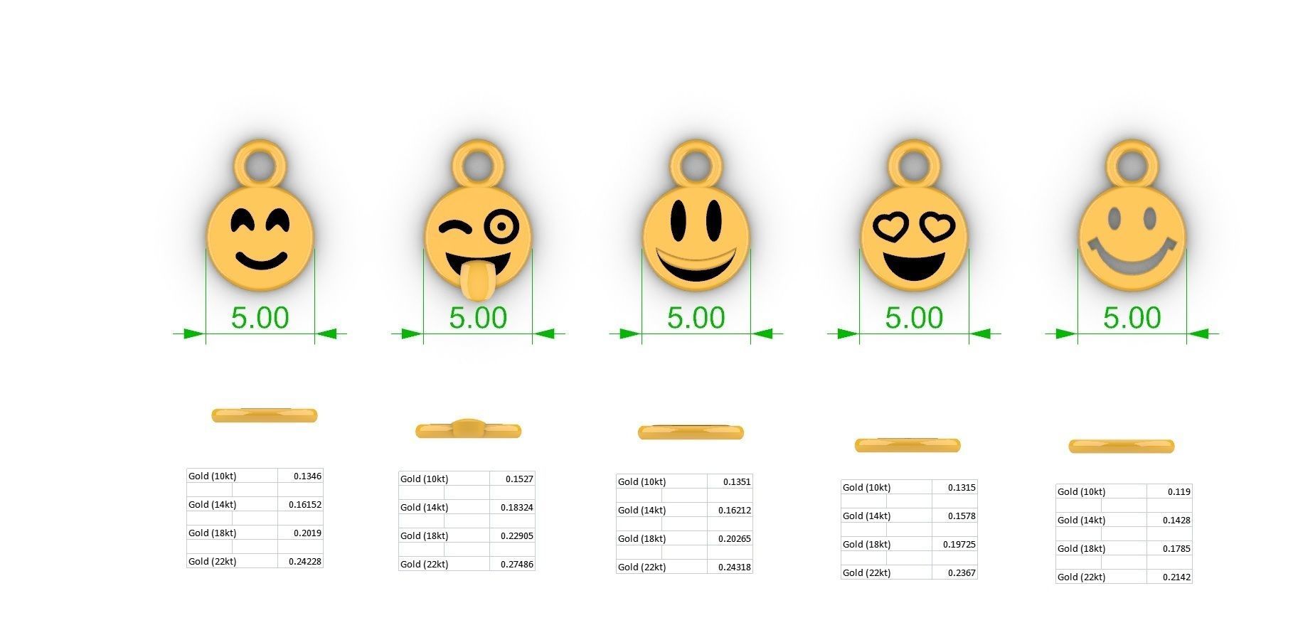 Simley Face Emoji Pendants 3D model 3D printable | CGTrader