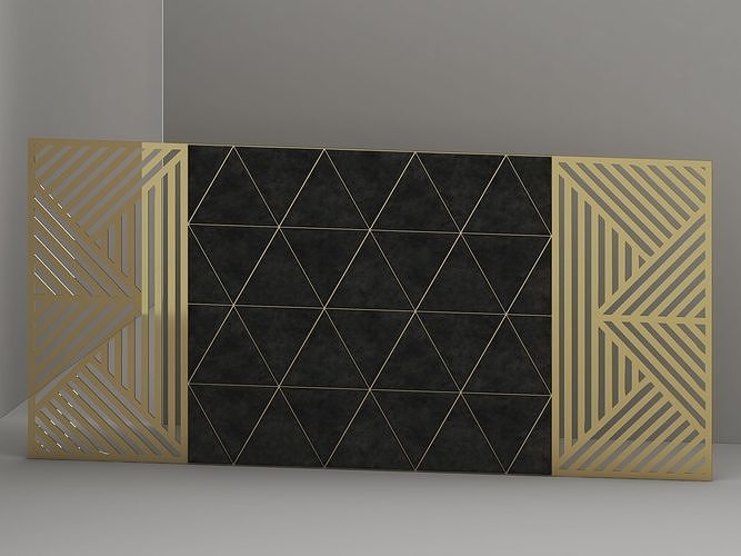 panel gold geometric pattern on wall 3D model | CGTrader