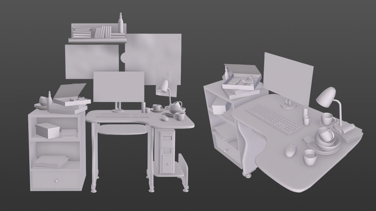 computer desk free VR / AR / low-poly 3D model | CGTrader