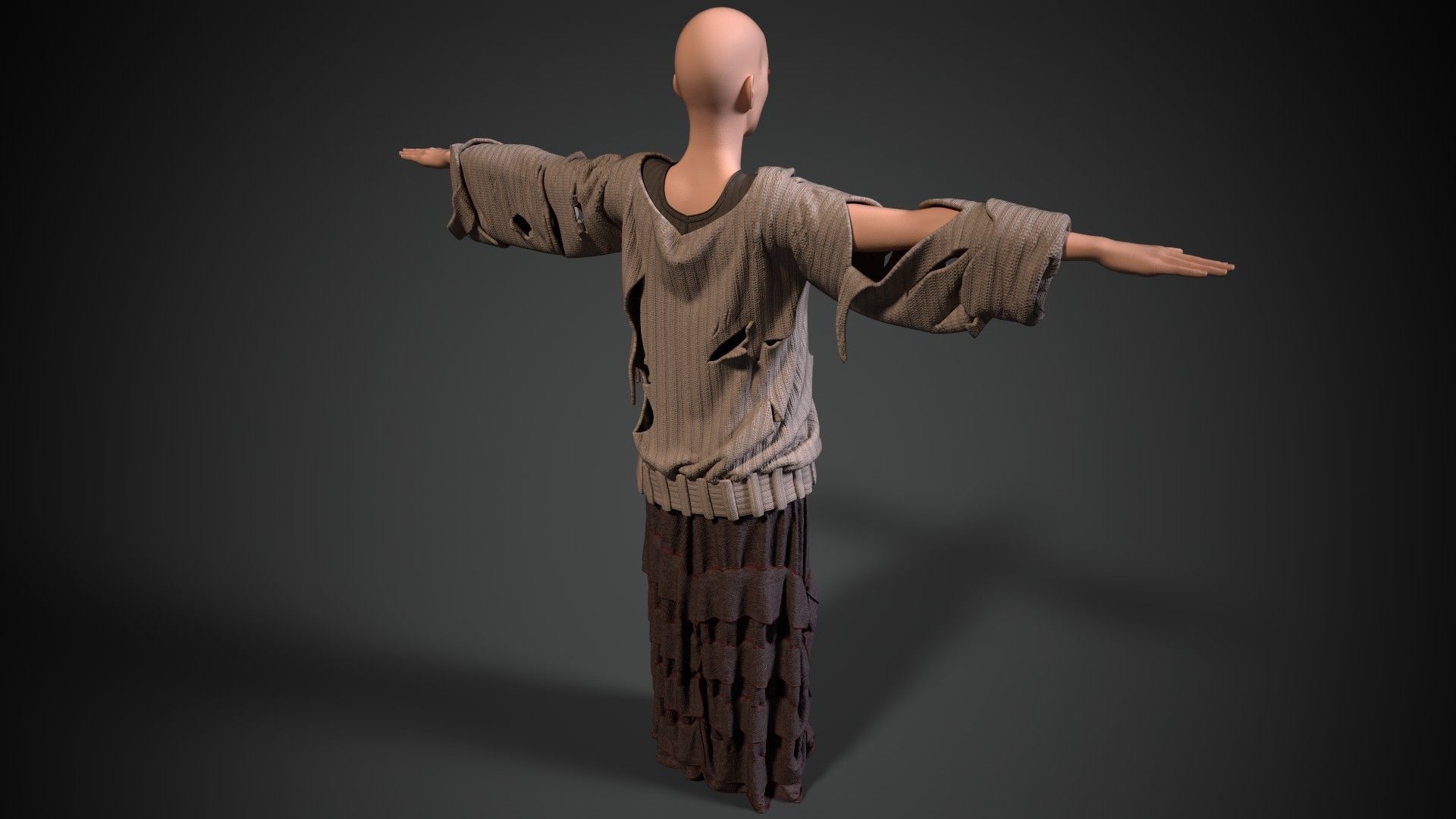 Torn sweater outfit 3D model | CGTrader