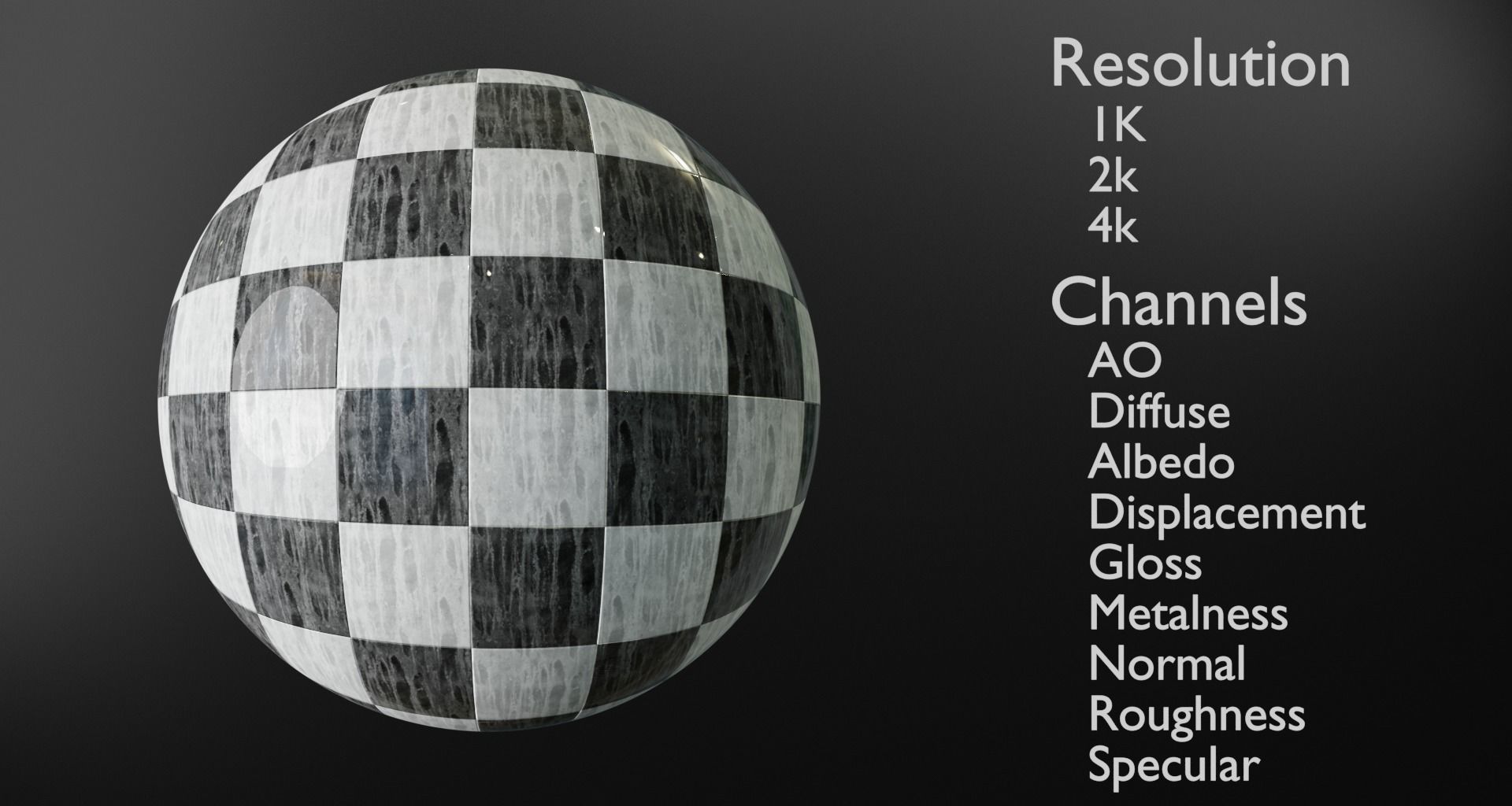 Black and white checker Marble tillable PBR texture Texture | CGTrader