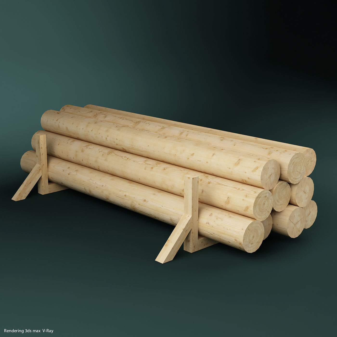 Cylindrical wooden beams 3D model | CGTrader