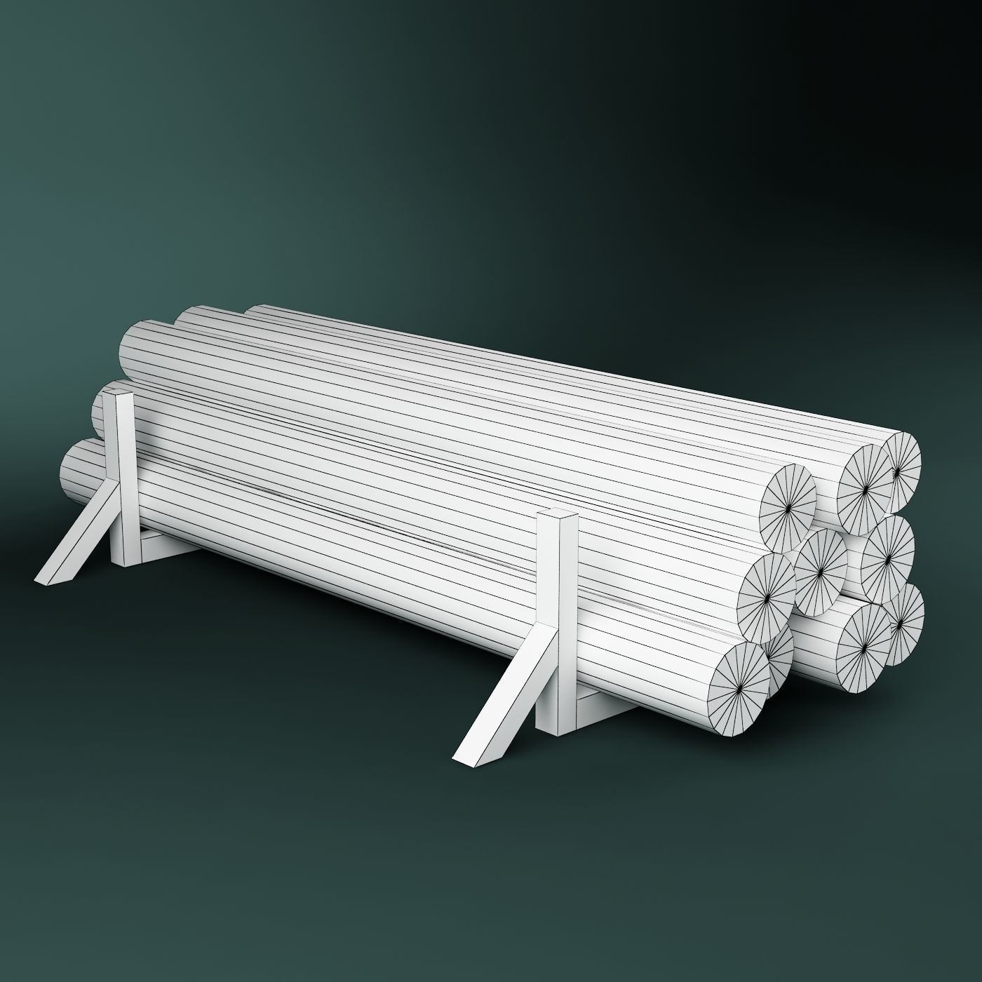 Cylindrical wooden beams 3D model | CGTrader