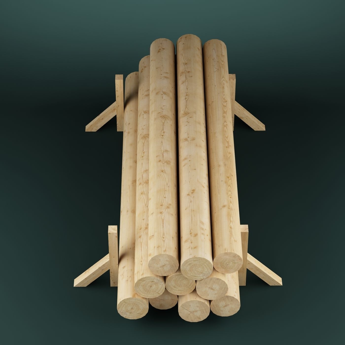 Cylindrical wooden beams 3D model | CGTrader