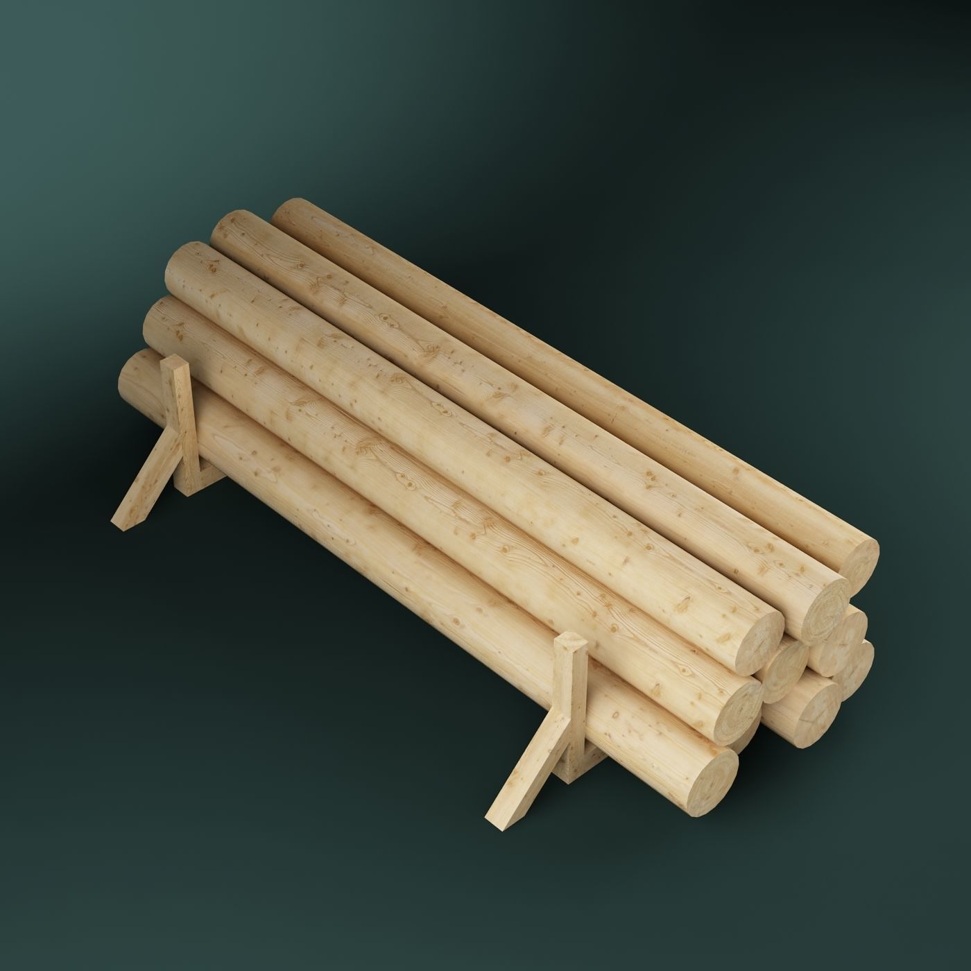 Cylindrical wooden beams 3D model | CGTrader