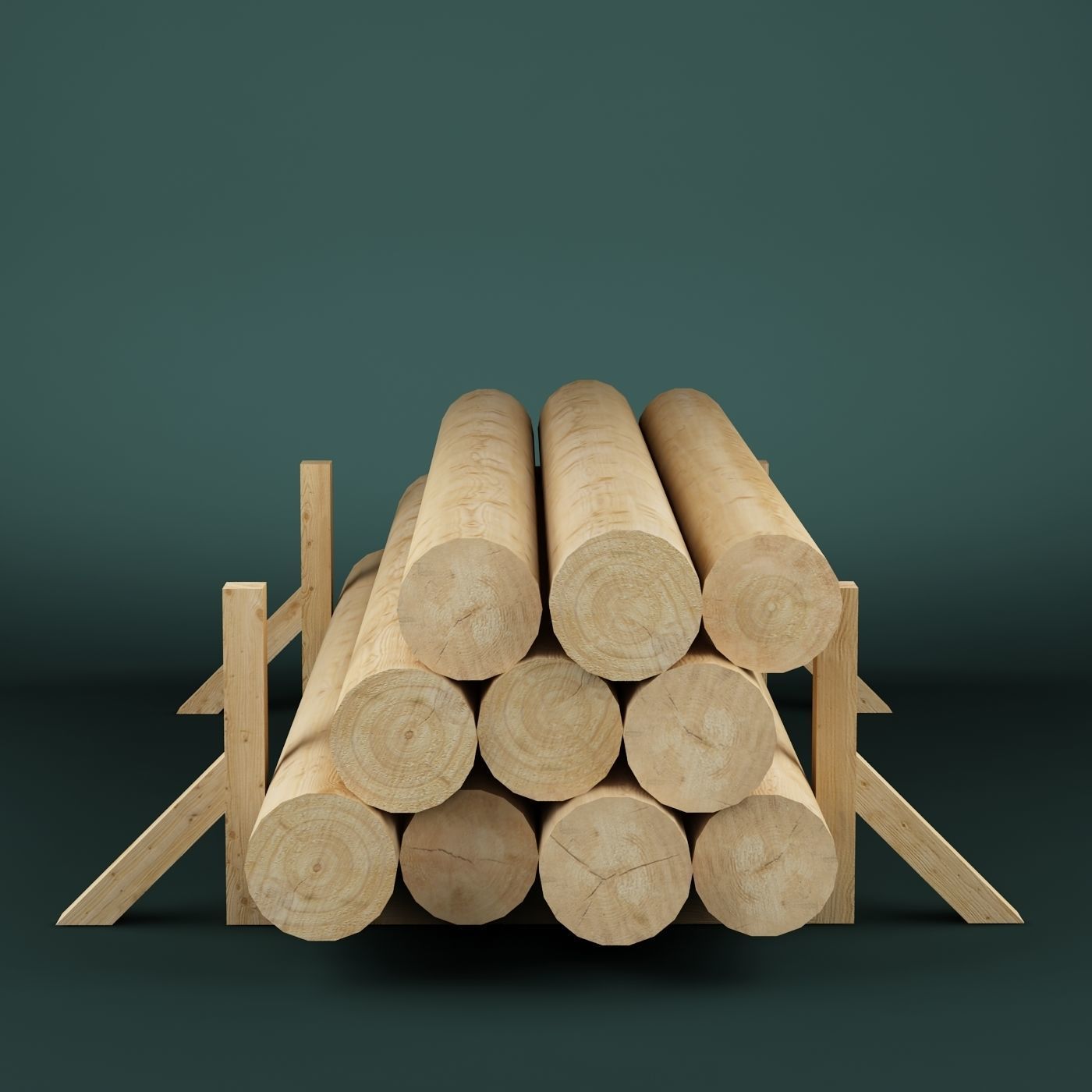 Cylindrical wooden beams 3D model | CGTrader
