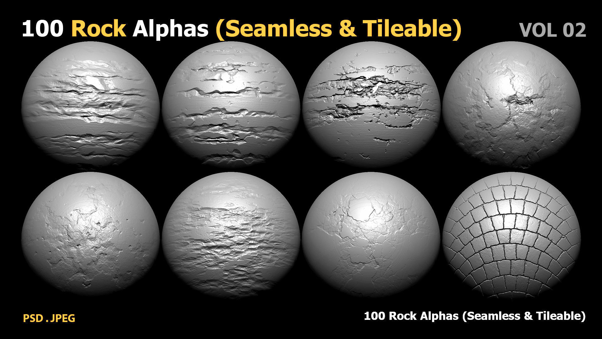100 Rock Alphas Seamless - Tileable 3D model | CGTrader