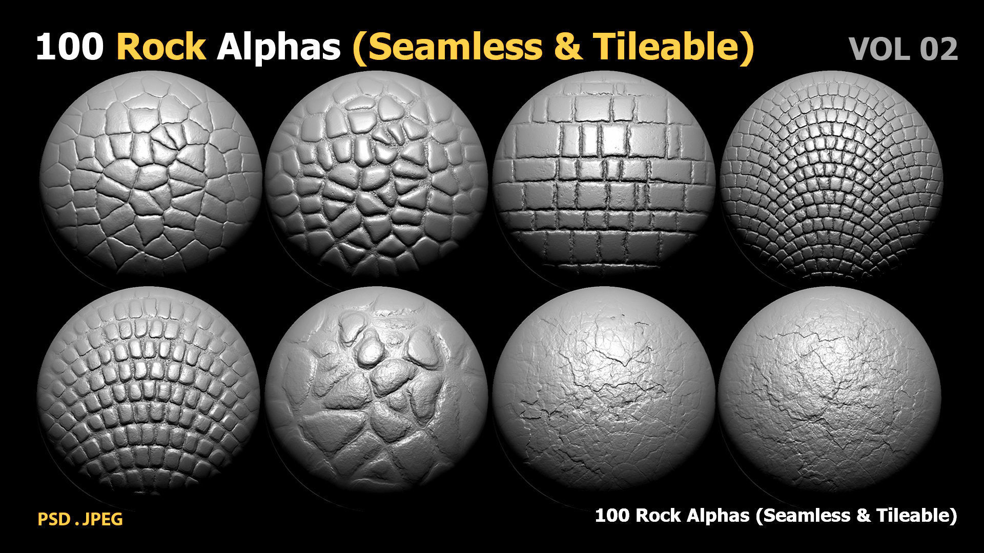 100 Rock Alphas Seamless - Tileable 3D model | CGTrader