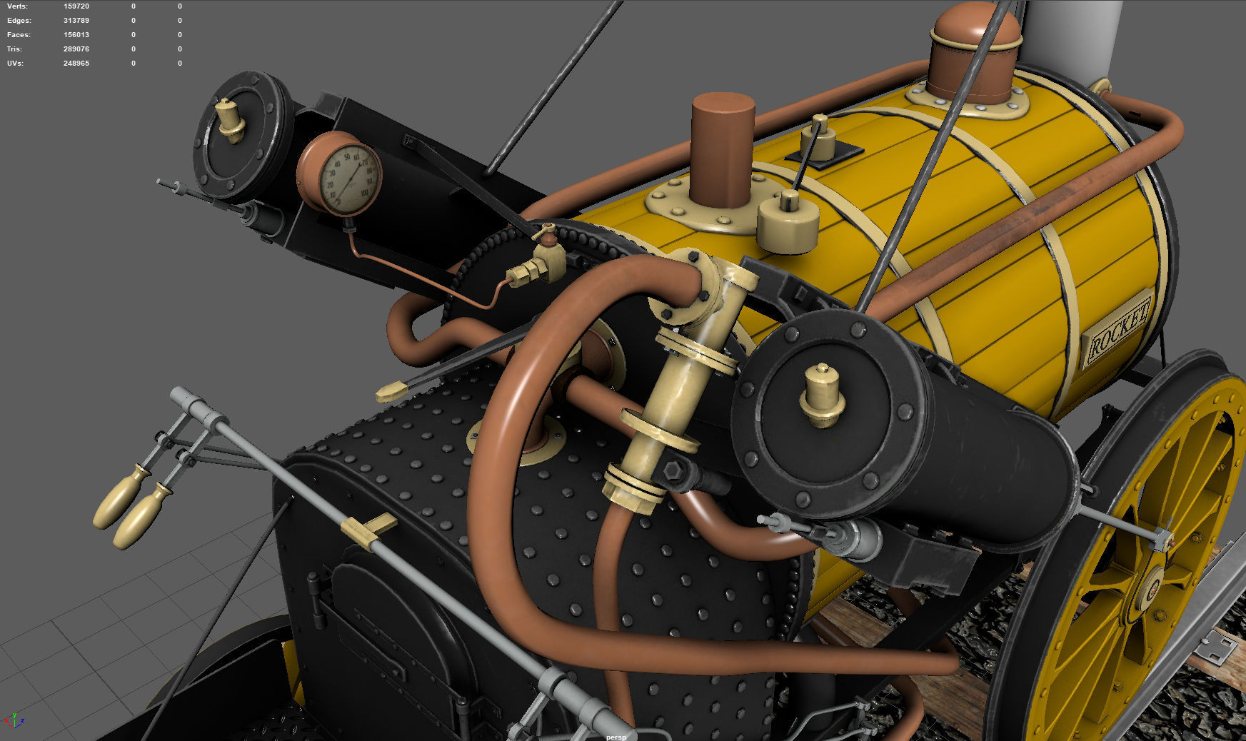 Rocket Steam Locomotive 3D model | CGTrader
