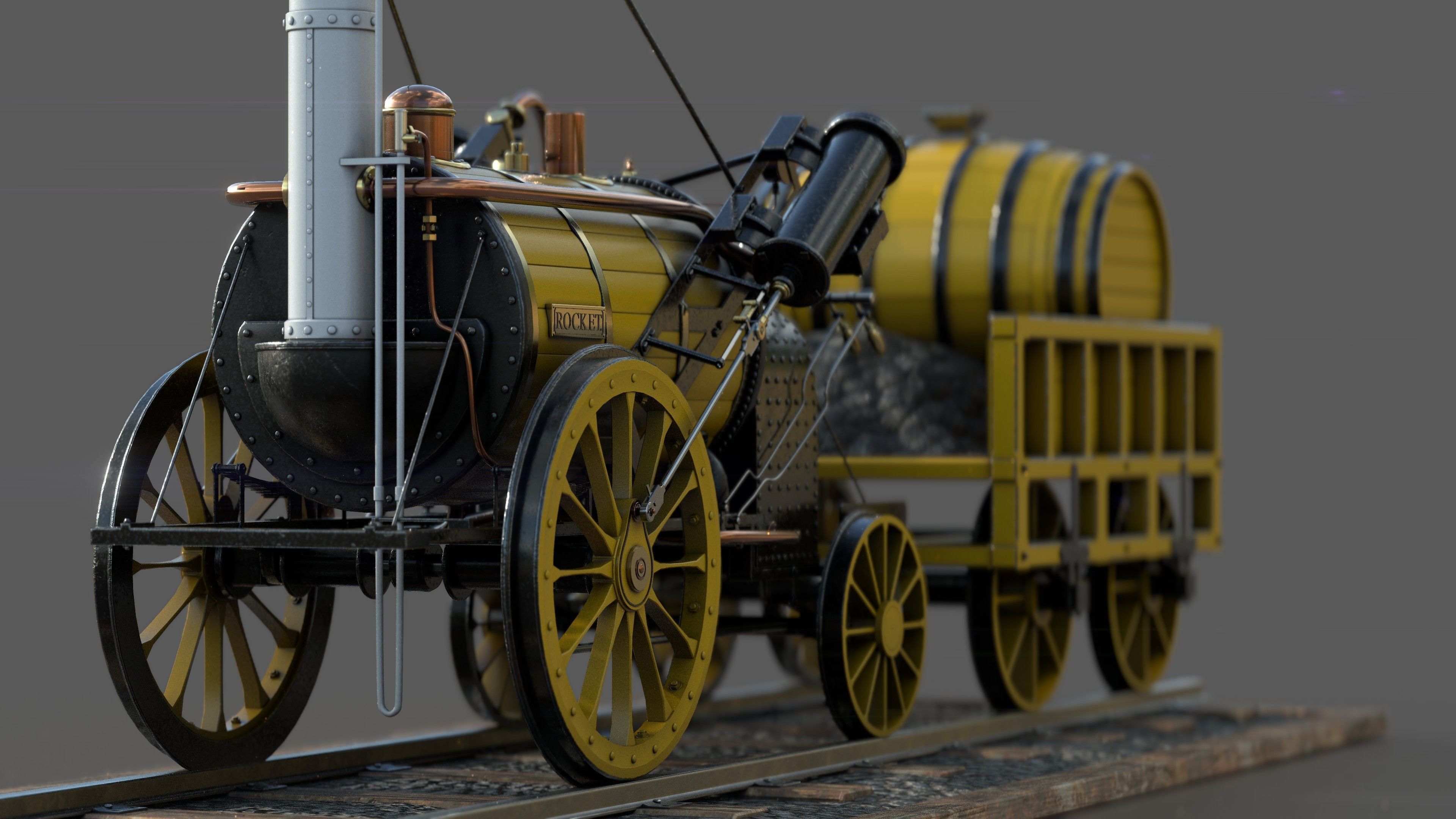 Rocket Steam Locomotive 3D model | CGTrader
