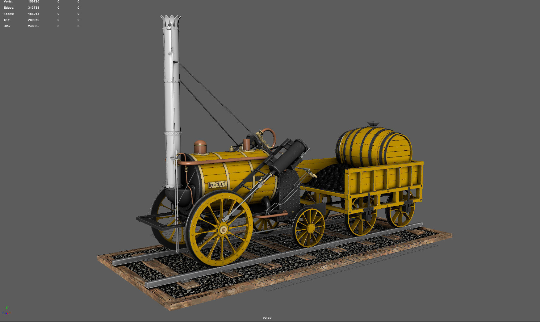 Rocket Steam Locomotive 3D model | CGTrader