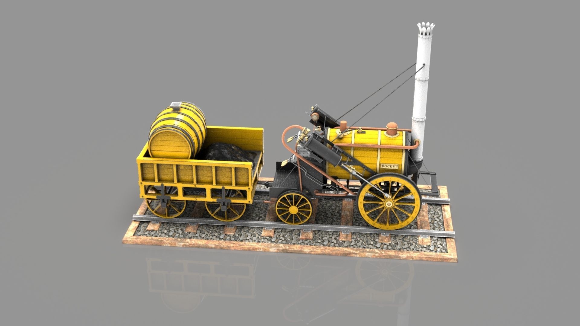 Rocket Steam Locomotive 3D model | CGTrader