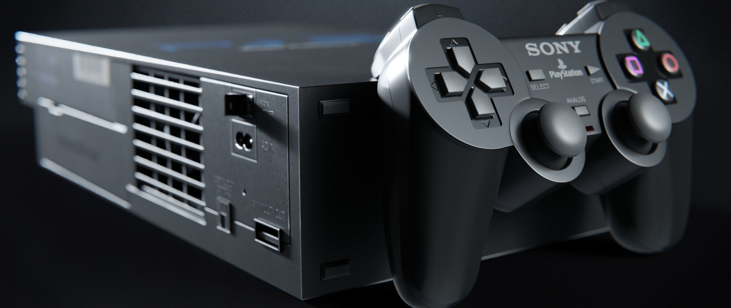 PlayStation 2 console with two controllers free 3D model | CGTrader