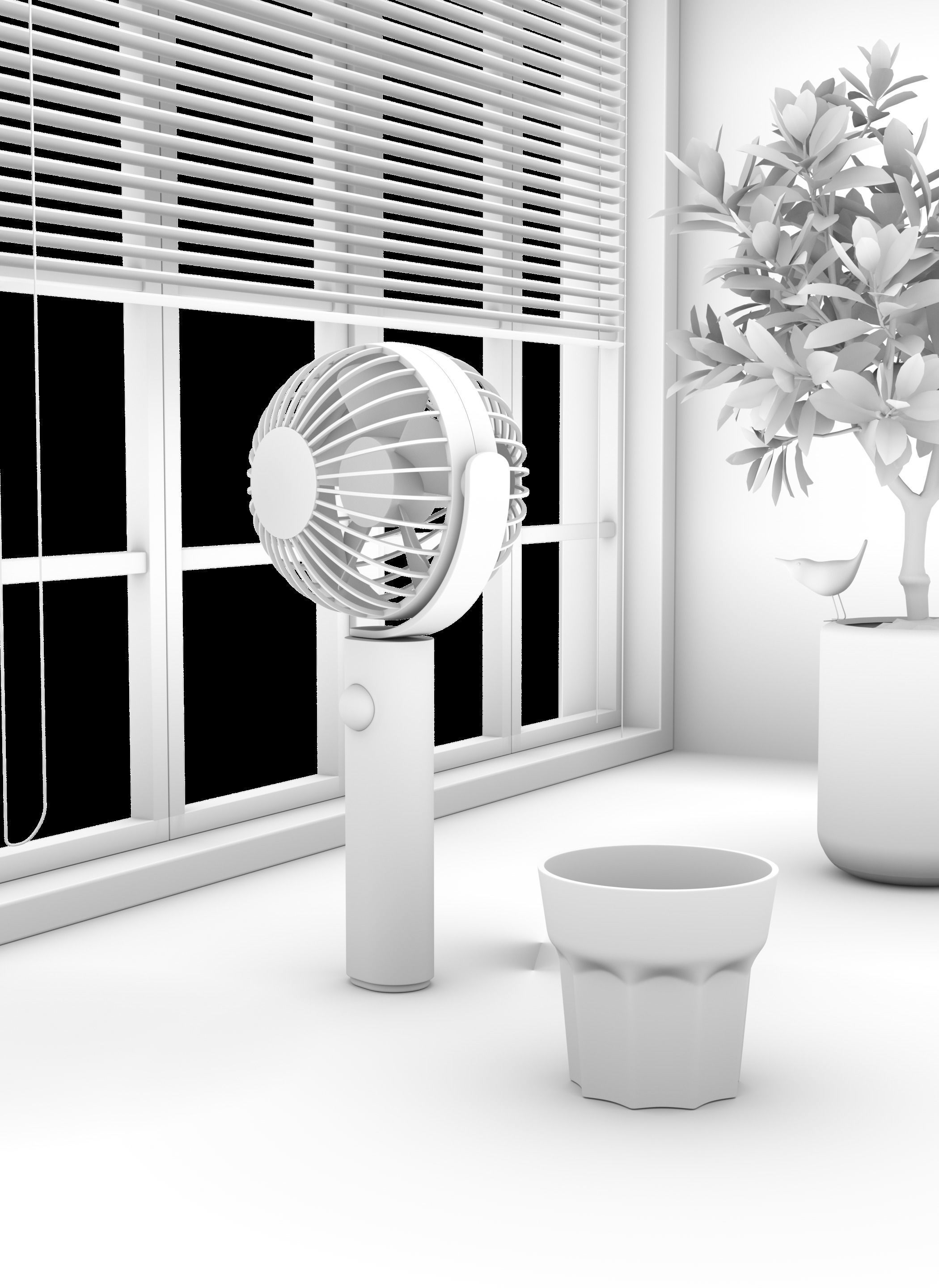 Hand-held electric fan free 3D model | CGTrader