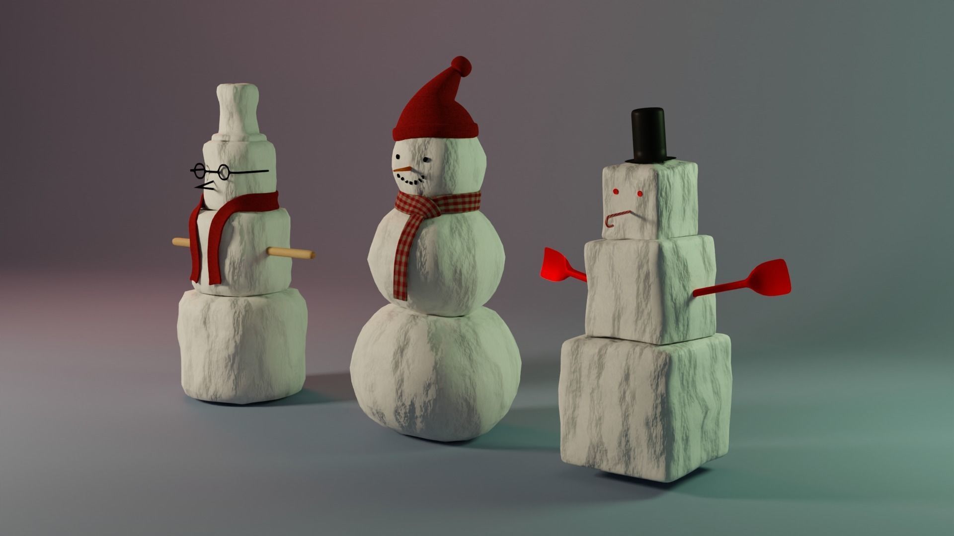 3D model Snowmen VR / AR / low-poly | CGTrader