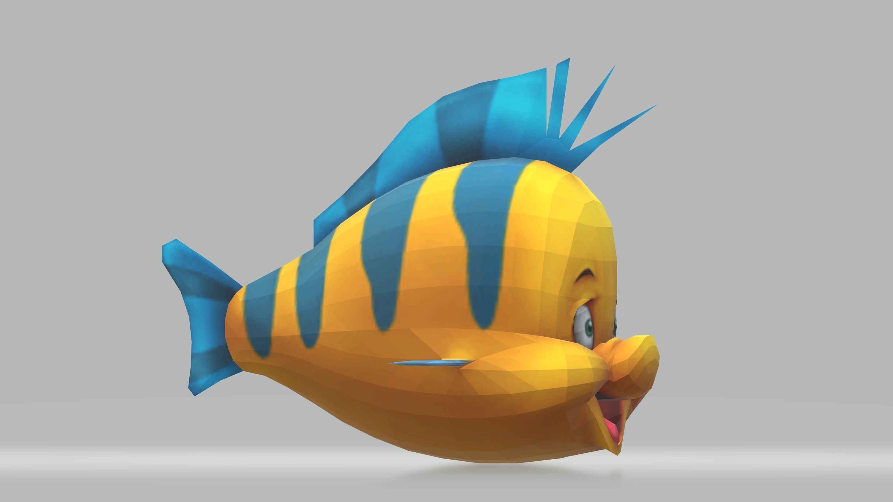 3D model Flounder from The Little Mermaid 3D print model VR / AR / low ...