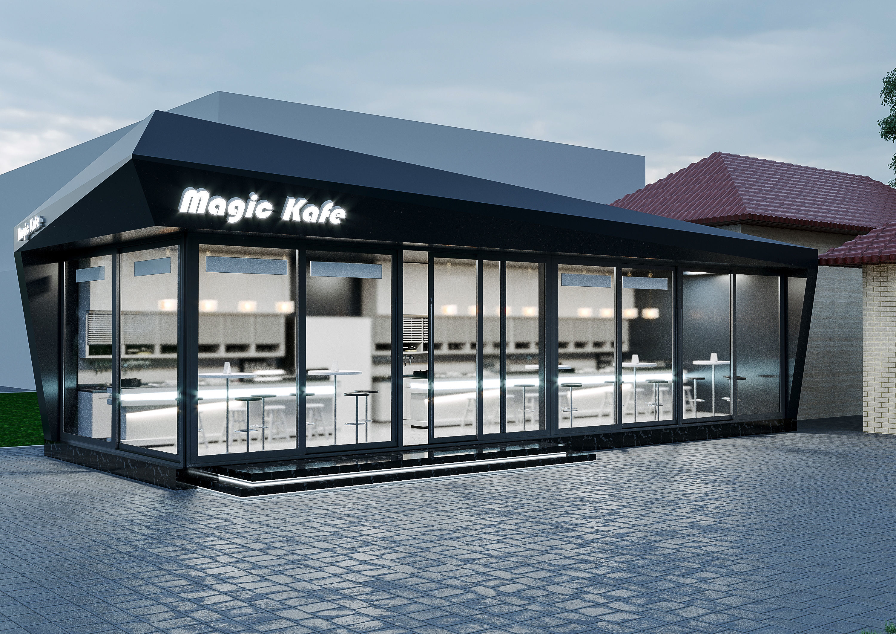 Cafe modern architecture 571 632 3D model rigged | CGTrader