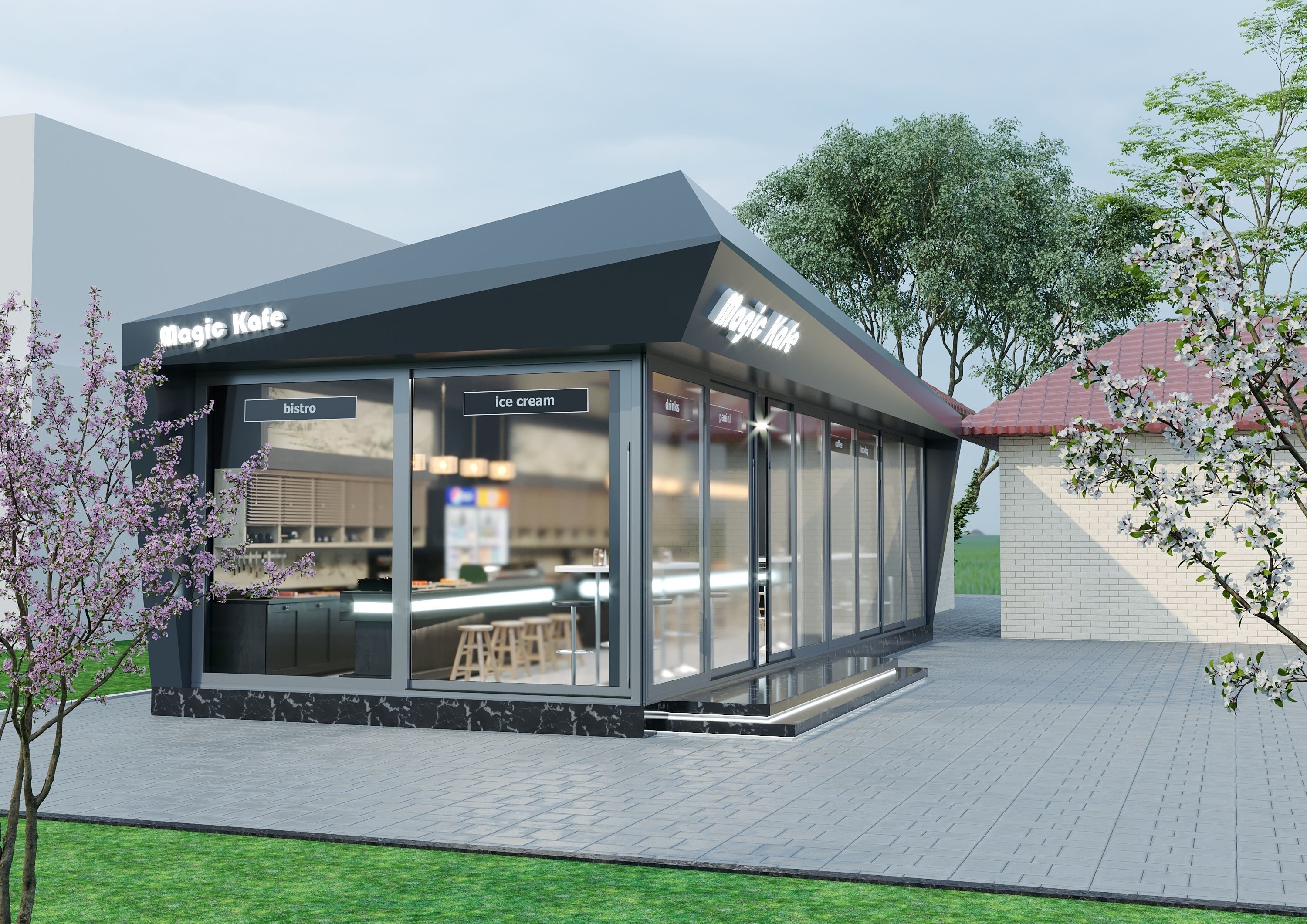 Cafe modern architecture 571 632 3D model rigged | CGTrader