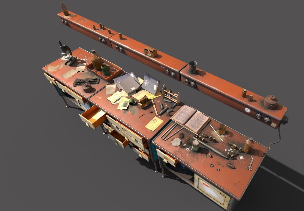 Old Laboratory Desk 3D model | CGTrader