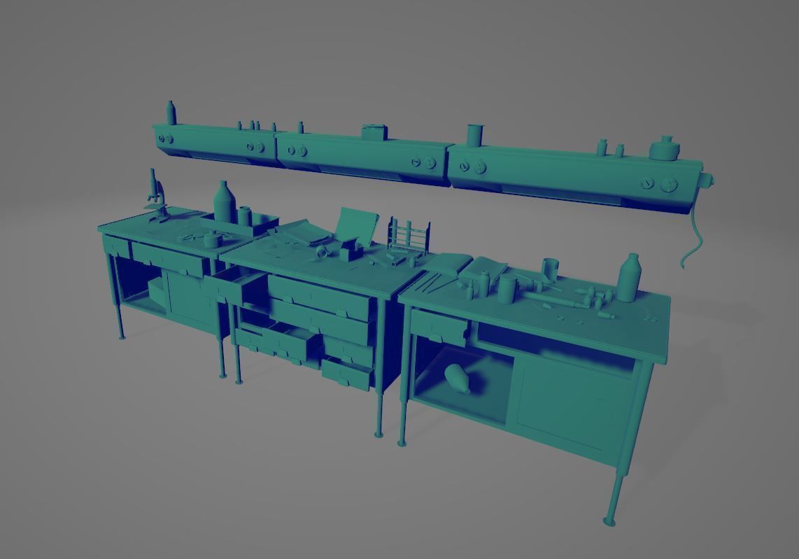 Old Laboratory Desk 3D model | CGTrader