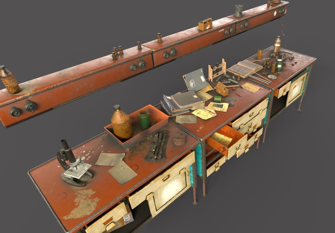 Old Laboratory Desk 3D model | CGTrader